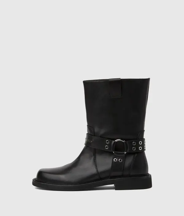 Karl Lagerfeld Sadie Studded Harness Boots - Black