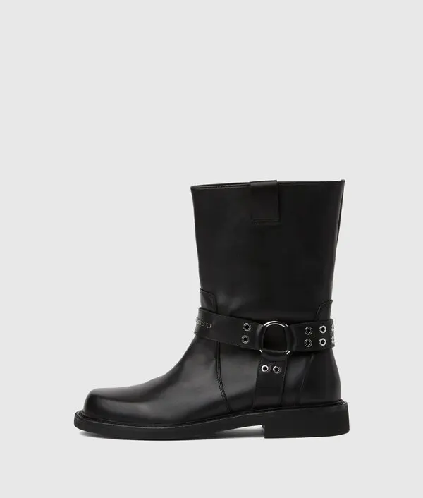Karl Lagerfeld Sadie Studded Harness Boots - Black