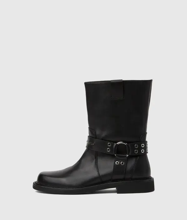 Karl Lagerfeld Sadie Studded Harness Boots - Black