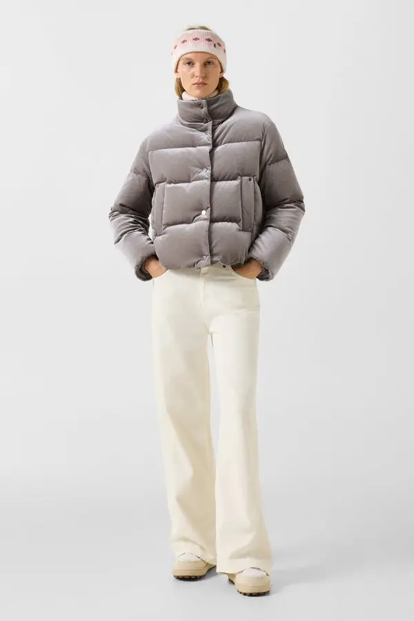 Bogner Oliva Velvet Quilted Down Jacket - Gray-brown