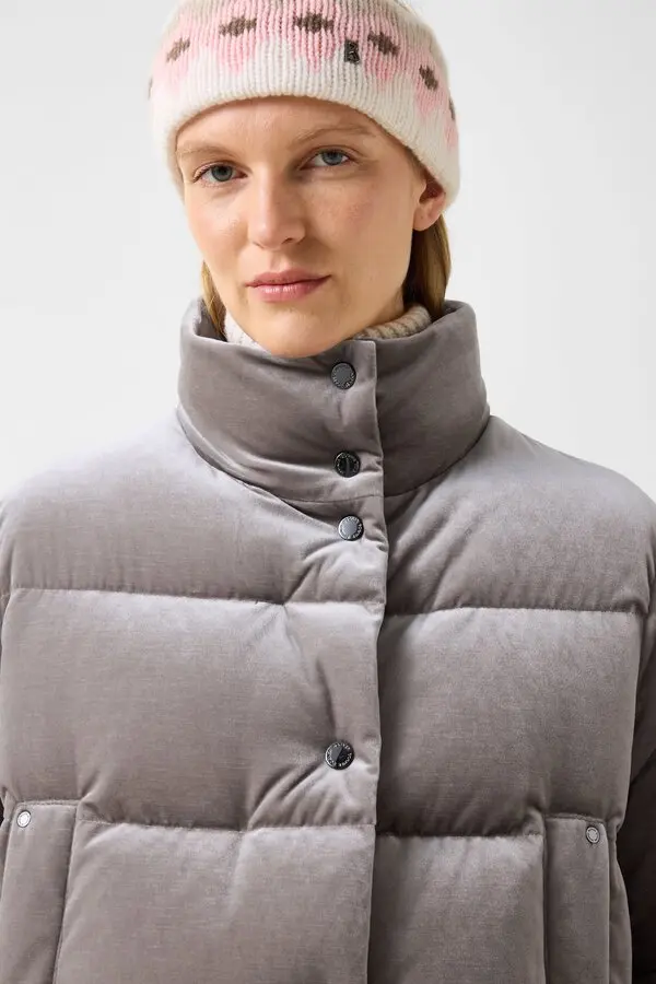 Bogner Oliva Velvet Quilted Down Jacket - Gray-brown