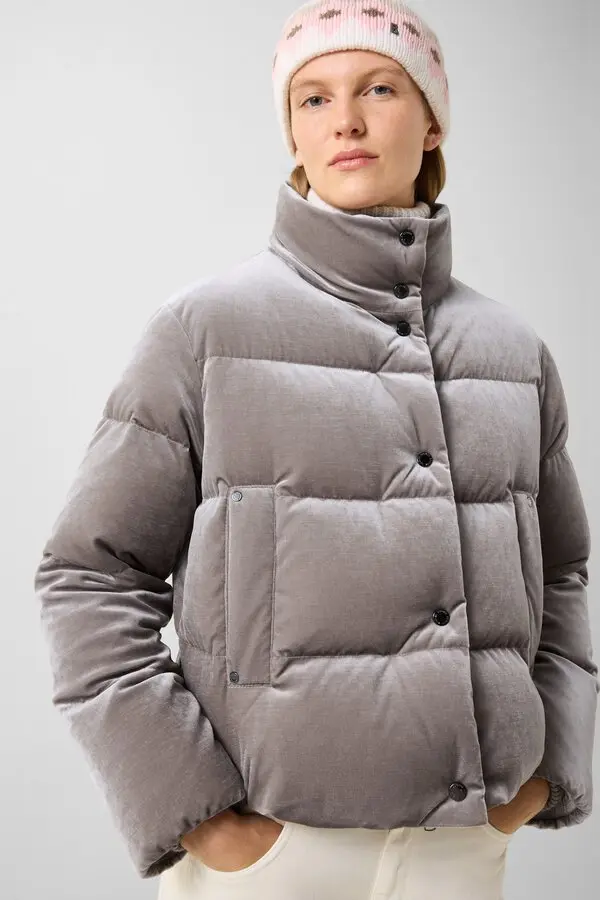 Bogner Oliva Velvet Quilted Down Jacket - Gray-brown