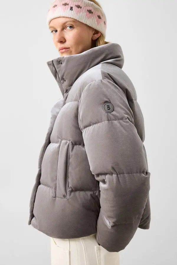 Bogner Oliva Velvet Quilted Down Jacket - Gray-brown