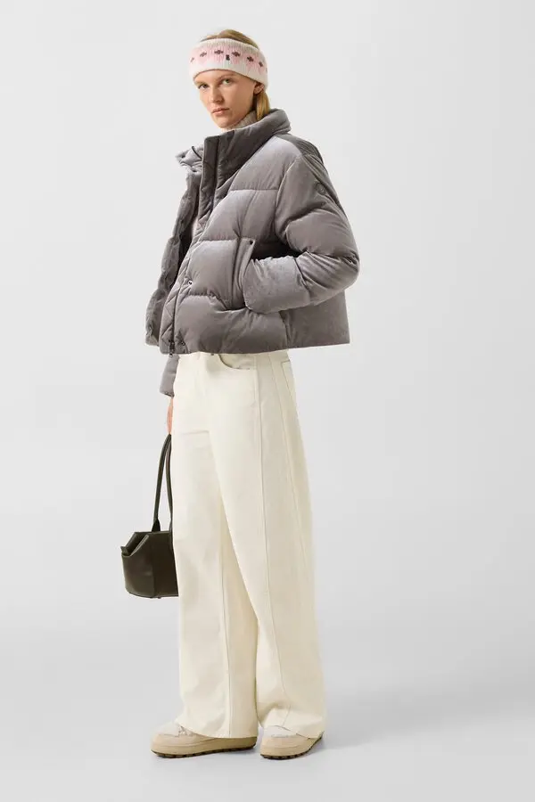 Bogner Oliva Velvet Quilted Down Jacket - Gray-brown