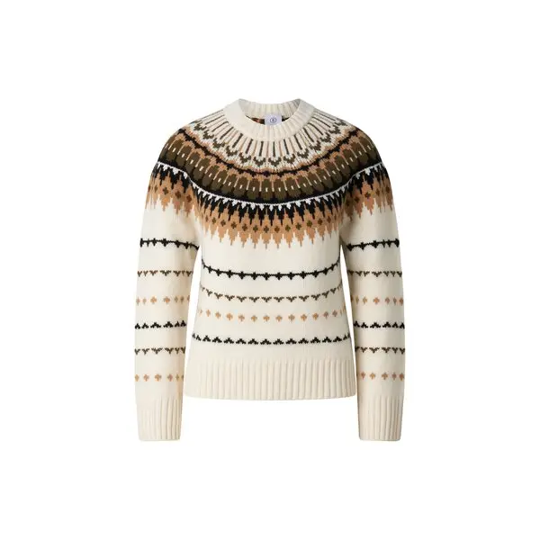 Bogner Ina Cashmere Norwegian Pullover - Off-white/camel/coffee