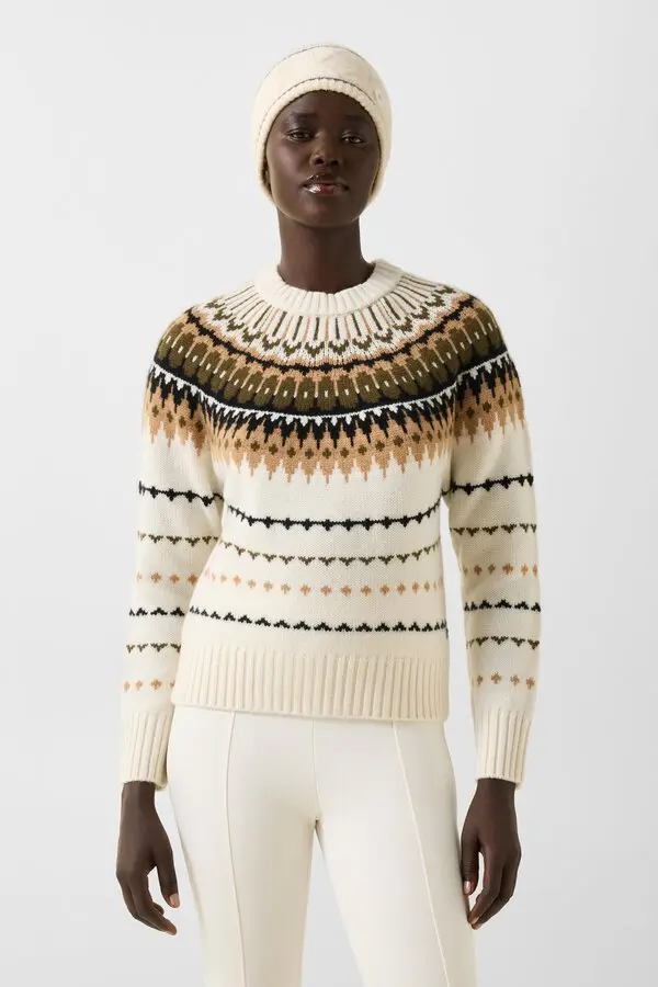 Bogner Ina Cashmere Norwegian Pullover - Off-white/camel/coffee