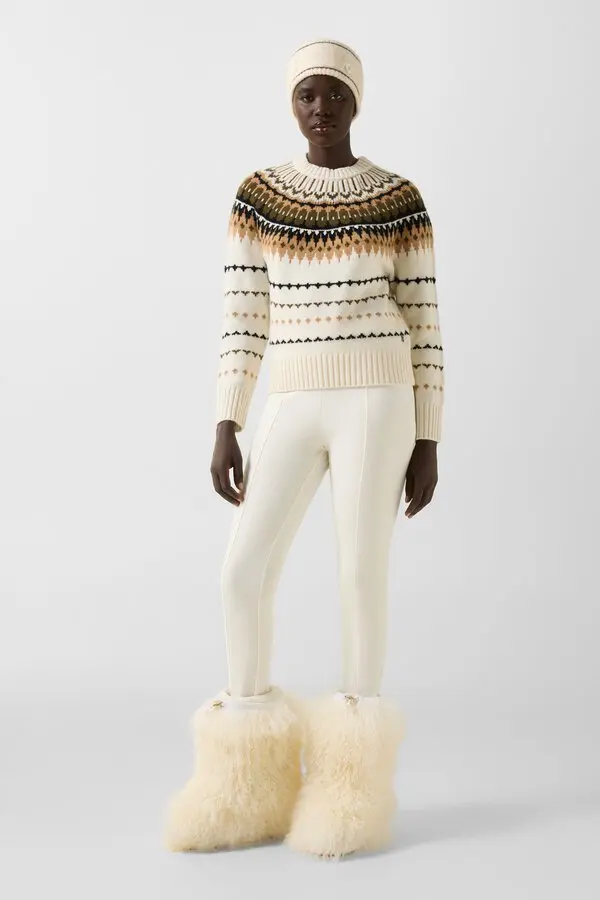 Bogner Ina Cashmere Norwegian Pullover - Off-white/camel/coffee