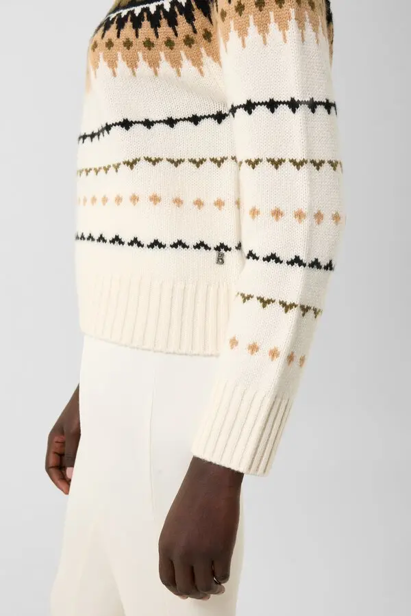 Bogner Ina Cashmere Norwegian Pullover - Off-white/camel/coffee