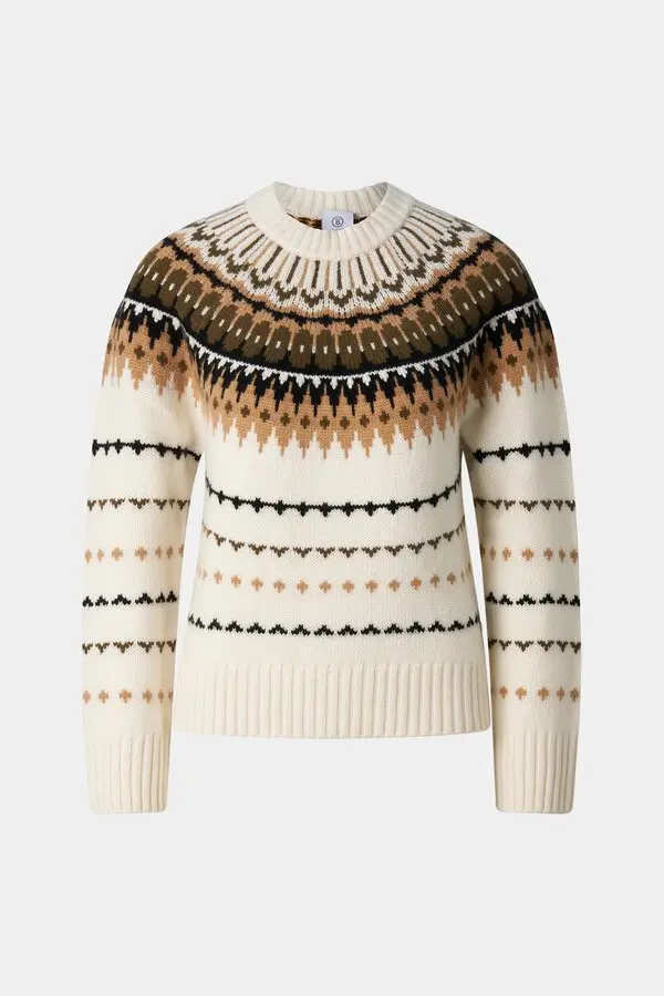 Bogner Ina Cashmere Norwegian Pullover - Off-white/camel/coffee