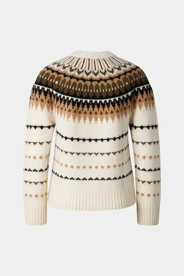 Bogner Ina Cashmere Norwegian Pullover - Off-white/camel/coffee