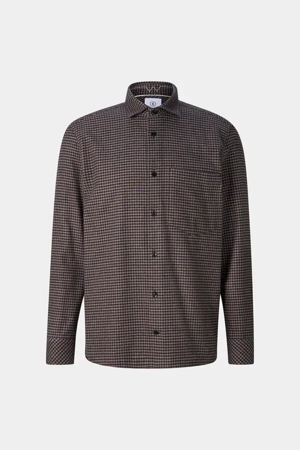 Bogner Hardy Cotton Flannel Shirt - Coffee/beige/navy
