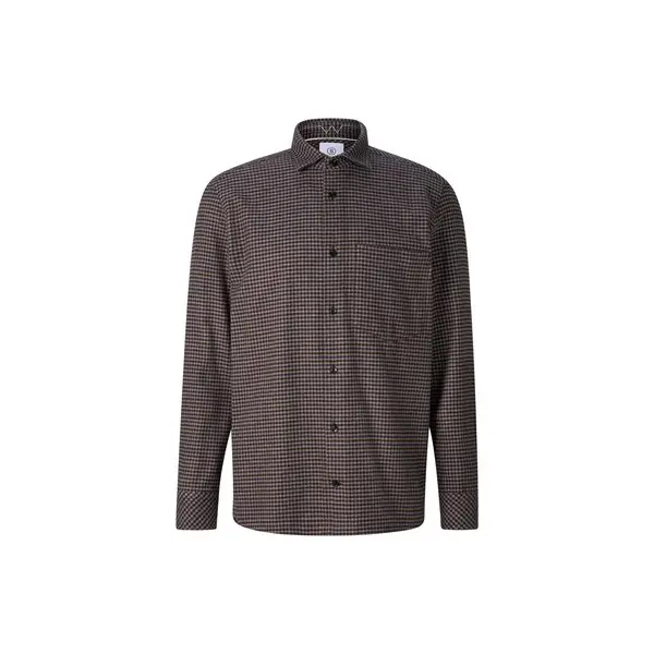 Bogner Hardy Cotton Flannel Shirt - Coffee/beige/navy