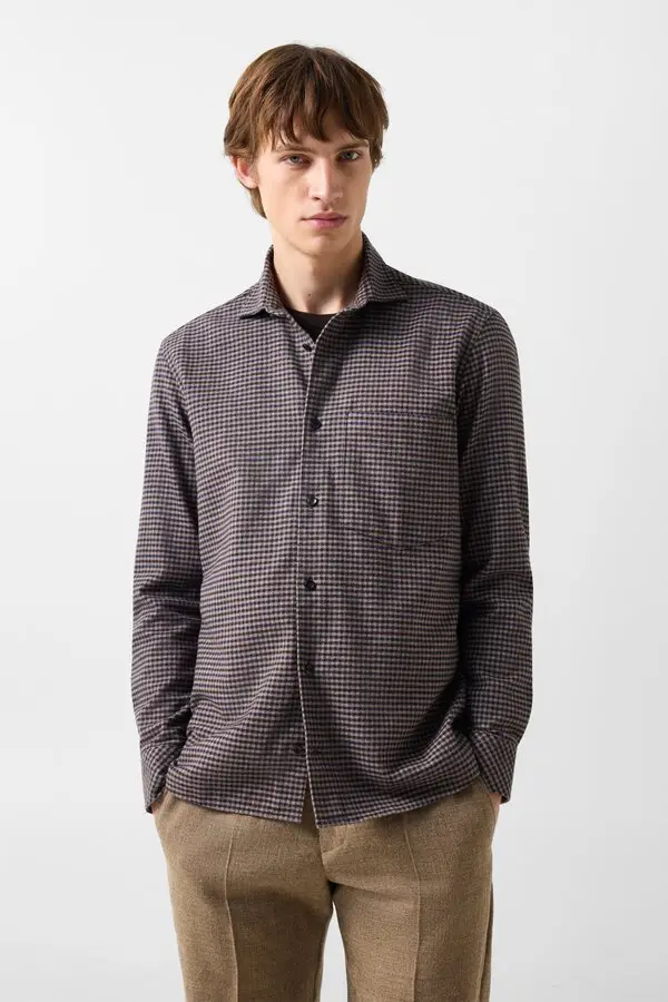 Bogner Hardy Cotton Flannel Shirt - Coffee/beige/navy