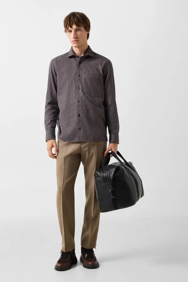 Bogner Hardy Cotton Flannel Shirt - Coffee/beige/navy