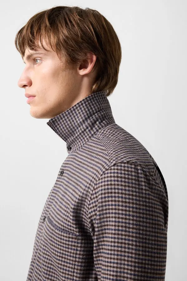 Bogner Hardy Cotton Flannel Shirt - Coffee/beige/navy