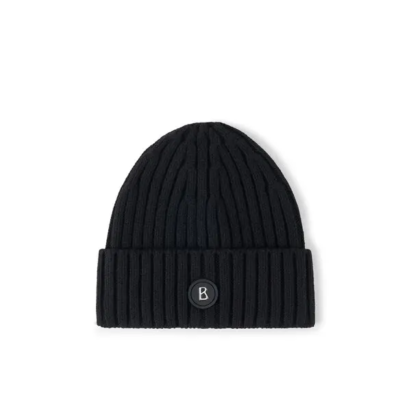 Bogner Bony Ribbed Knit Beanie With Logo Patch - Black