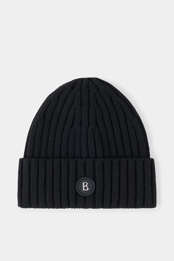 Bogner Bony Ribbed Knit Beanie With Logo Patch - Black