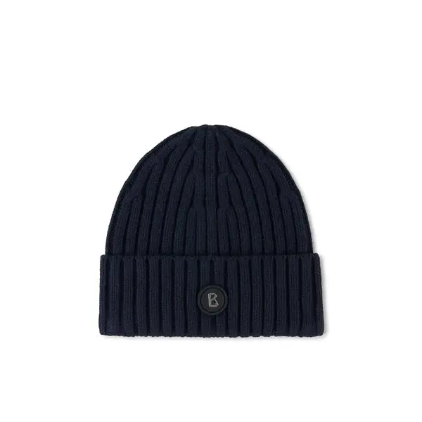 Bogner Bony Ribbed Knit Beanie With Logo Patch - Navy
