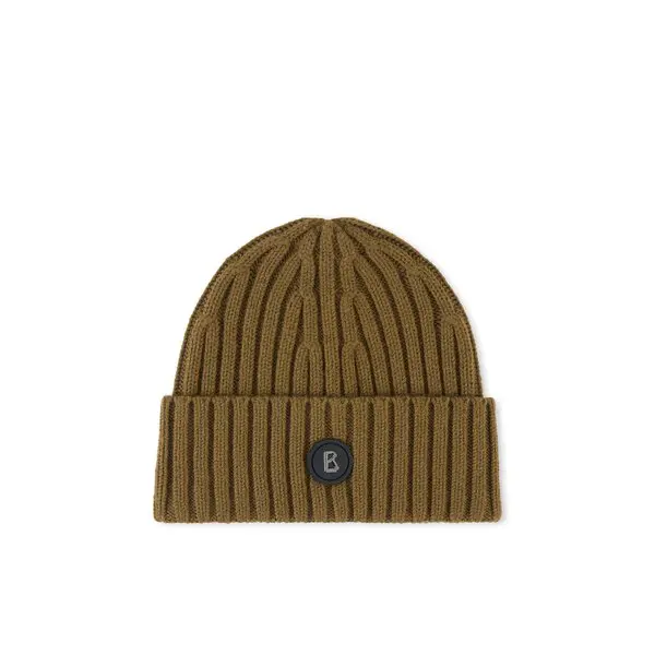 Bogner Bony Ribbed Knit Beanie With Logo Patch - Olive