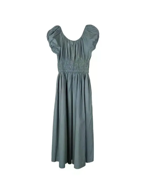 DÔEN Quinn Smocked-waist Midi Dress - Blue