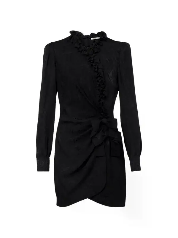 Alessandra Rich Ruffled Silk Jacquard Mini Dress - Black