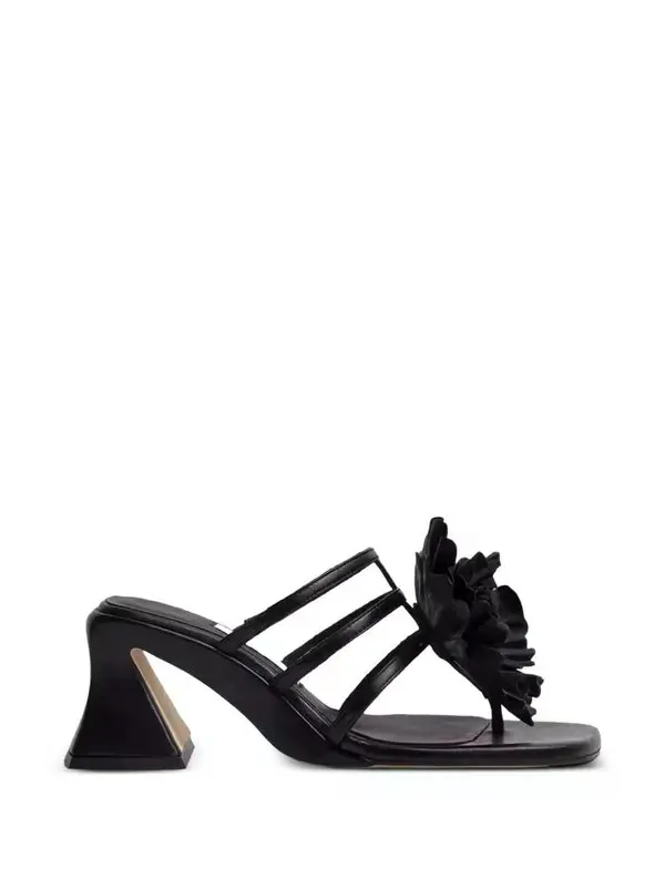 MIISTA Hara Floral Applique Sandals - Black