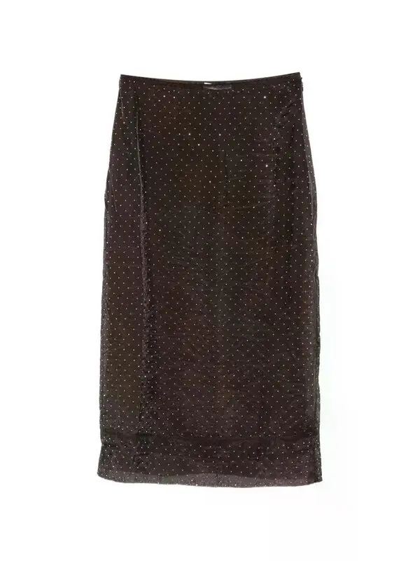 Maje Rhinestone-embellished Crinkled Midi Skirt - Brown