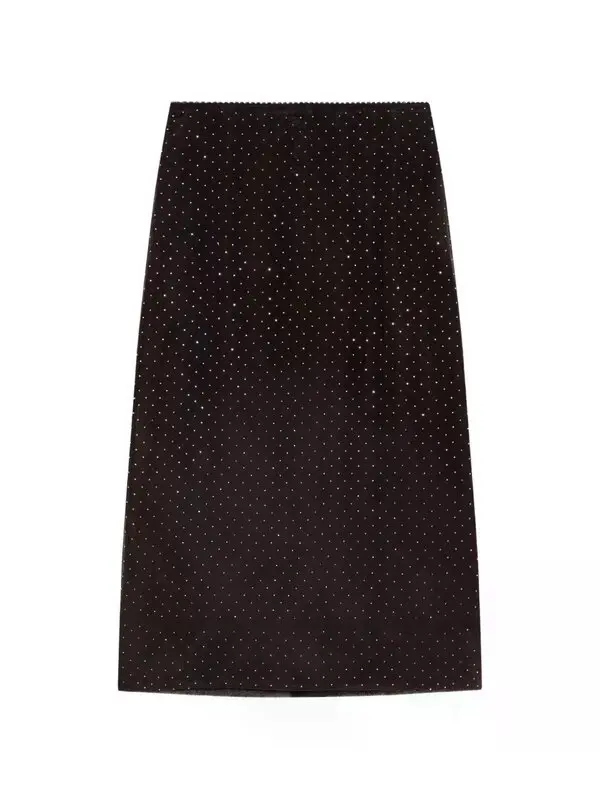 Maje Rhinestone Embellished Crinkled Midi Skirt - Espresso