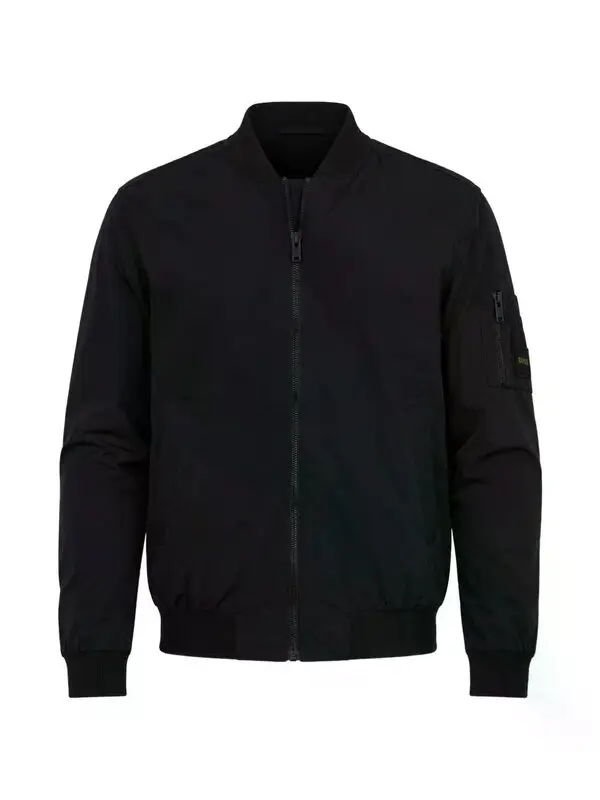 BOSS Crinkled-finish Logo-patch Jacket