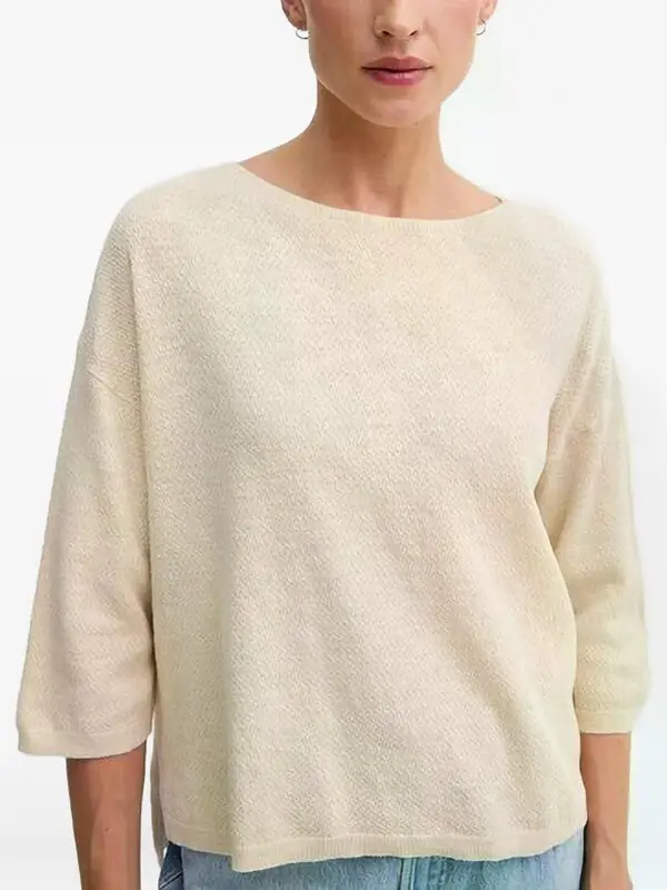 BENETTON Boat-neck Half-sleeve Sweater