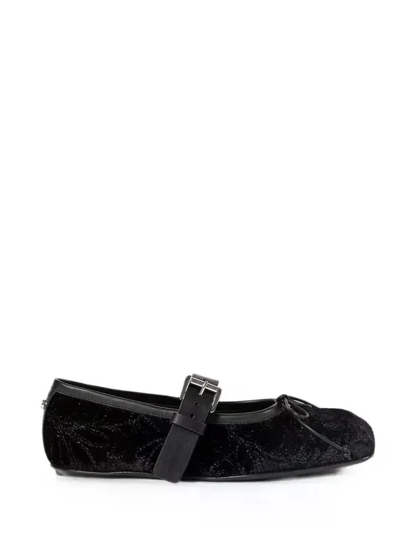 ANN DEMEULEMEESTER Paisley-embroidered Velvet Ballet Flats