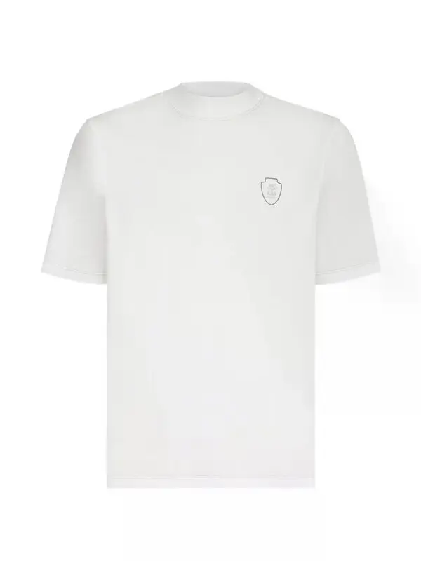 Brunello Cucinelli Techno Piqué Mock-neck T-shirt With Logo