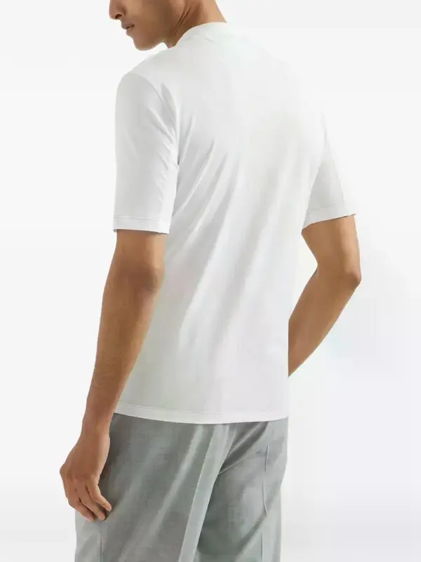 Brunello Cucinelli Techno Piqué Mock-neck T-shirt With Logo