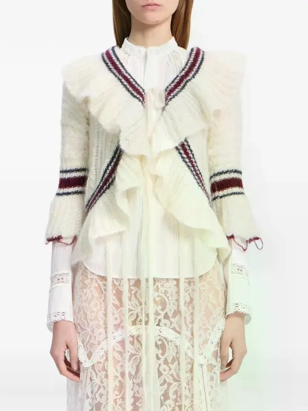 ANN DEMEULEMEESTER Ruffled Cable-knit Cardigan