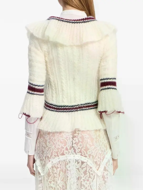 ANN DEMEULEMEESTER Ruffled Cable-knit Cardigan
