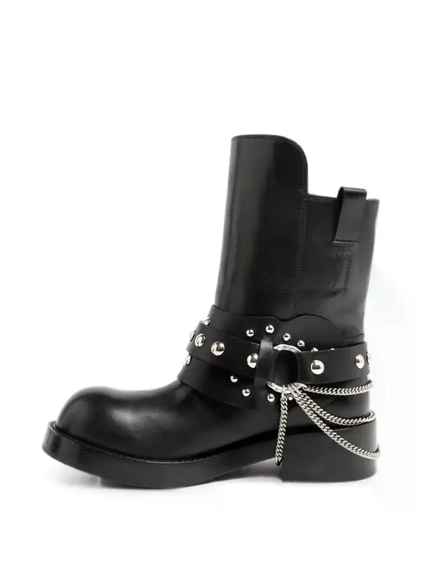 ANN DEMEULEMEESTER Tuxon Studded Chain-detail Boots