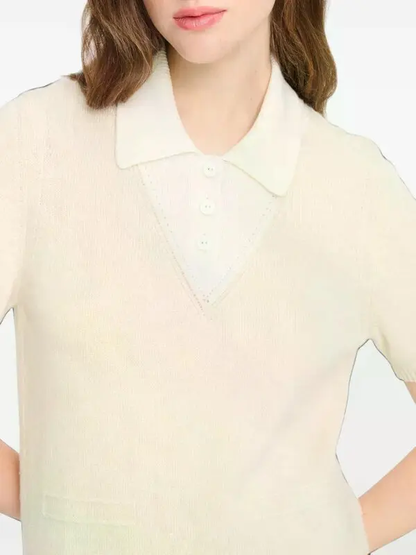 BARRIE Topstitched Cashmere Polo Shirt