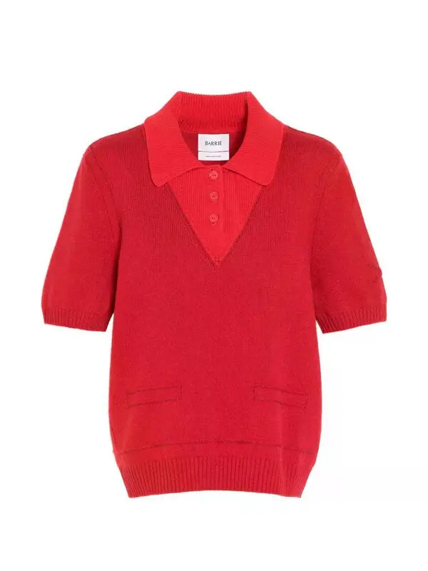 BARRIE Topstitched Cashmere Polo Shirt