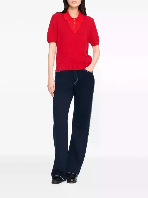 BARRIE Topstitched Cashmere Polo Shirt