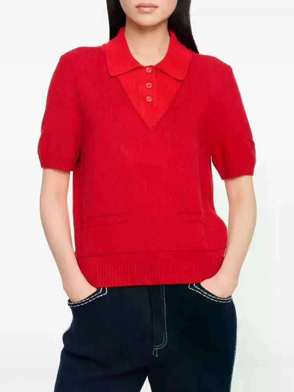 BARRIE Topstitched Cashmere Polo Shirt
