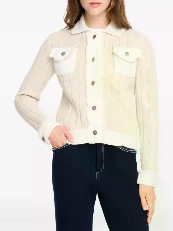 BARRIE Ribbed-knit Frayed Cardigan