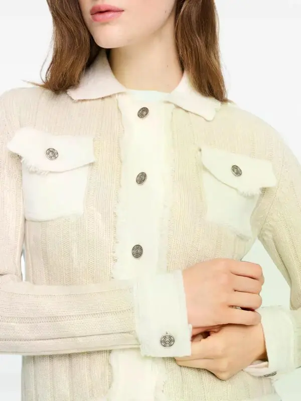 BARRIE Ribbed-knit Frayed Cardigan