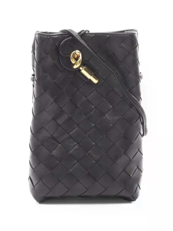 Bottega Veneta 2020s Andiamo Intrecciato Phone Pouch - Black