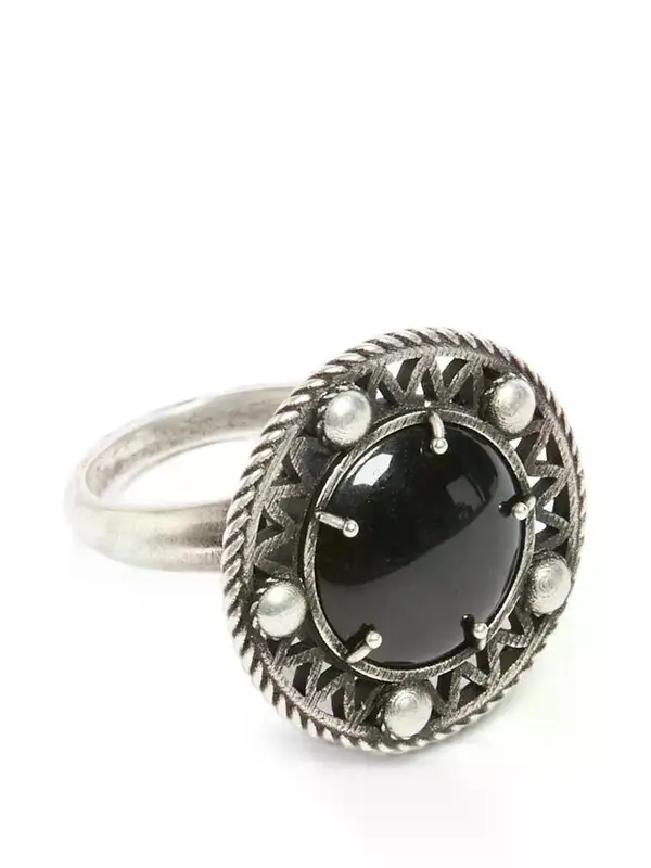 ANN DEMEULEMEESTER Engraved-detail Stone-embellished Ring - Silver