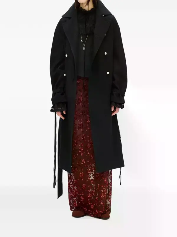 ANN DEMEULEMEESTER Roses Devoré Velvet Maxi Skirt - Red
