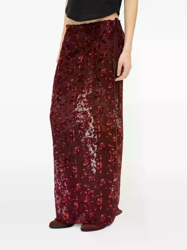 ANN DEMEULEMEESTER Roses Devoré Velvet Maxi Skirt