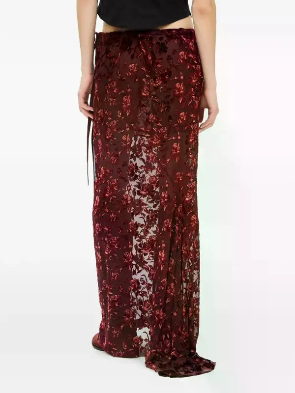 ANN DEMEULEMEESTER Roses Devoré Velvet Maxi Skirt