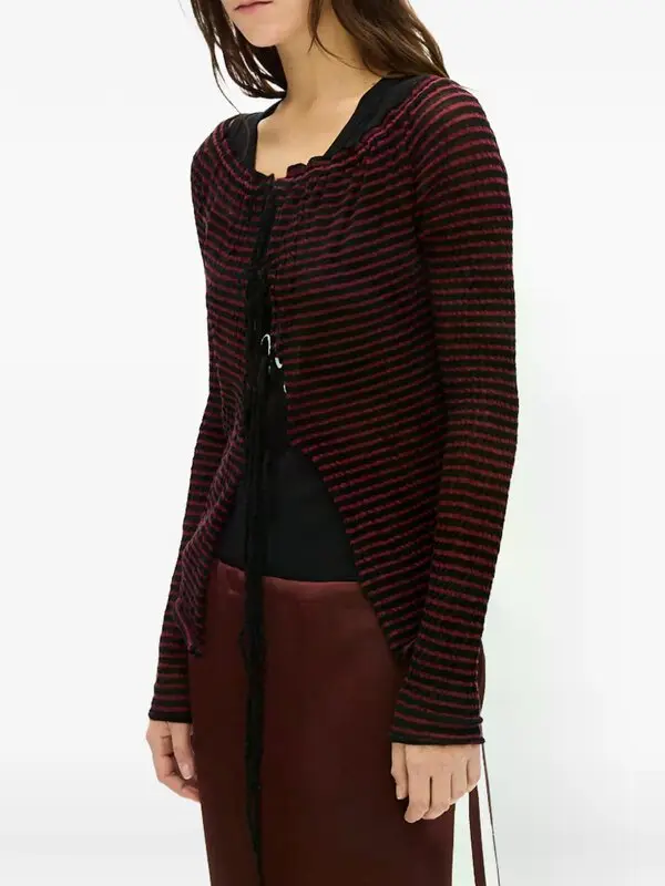 ANN DEMEULEMEESTER Nelle Striped Tie-fastening Cardigan