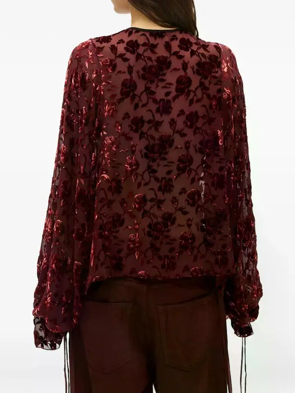 ANN DEMEULEMEESTER Devoré Velvet-rose Blouse