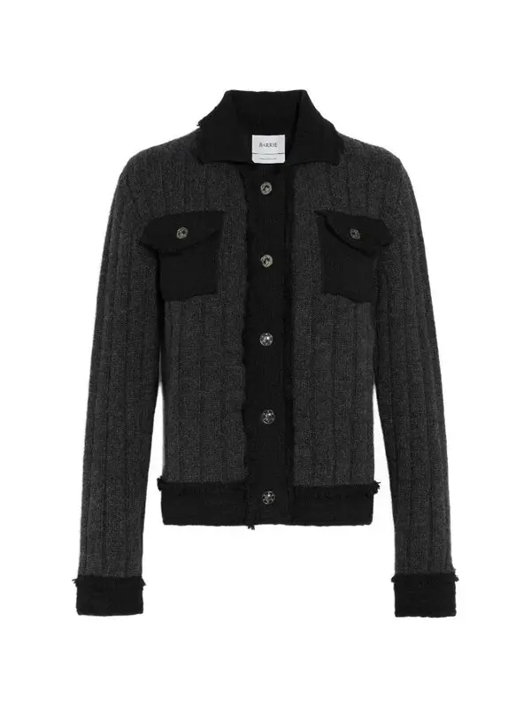 BARRIE Ribbed-knit Denim-effect Jacket - Grey
